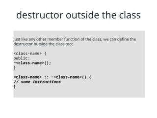 Destructors for object oriented c++ pptx | PPT