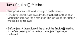 DESTRUCTORS in Java for a lecture to understand | PPTX