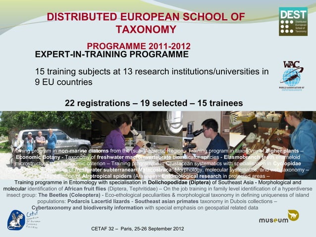 Distributed European School of Taxonomy - Sept 2012 | PPT