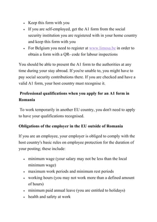 Detachment with a1 form in romania | PDF