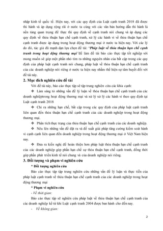 Pháp luật về thỏa thuận hạn chế cạnh tranh trong hoạt động thương mại | DOCX