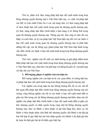 Luận án: Pháp luật hạn chế cạnh tranh trong nhượng quyền thương mại ở Việt Nam | DOC