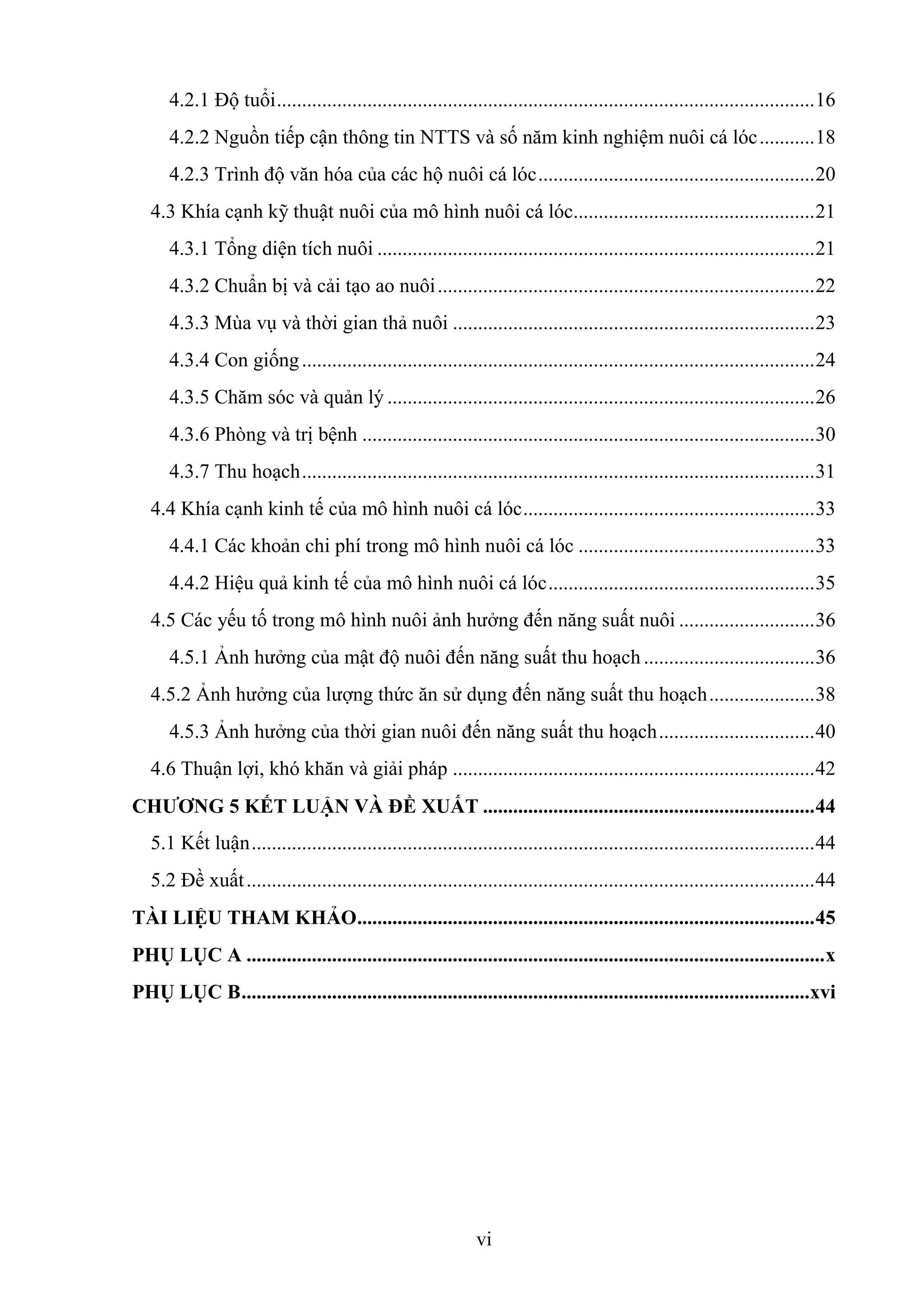 Hiệu quả kinh tế - kỹ thuật của mô hình nuôi cá Lóc trong ao đất | PDF