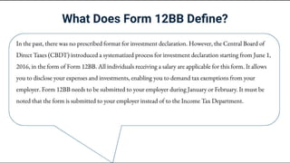 Comprehensive Guide to Form 12BB for Deductions and Key Highlights | PPT