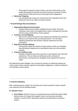 E-commerce Customer Segmentation and Predictive Modeling: Enhancing ...