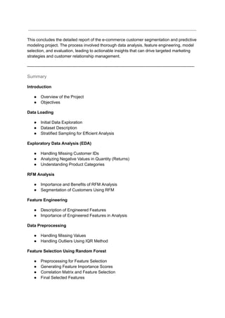 E-commerce Customer Segmentation and Predictive Modeling: Enhancing ...