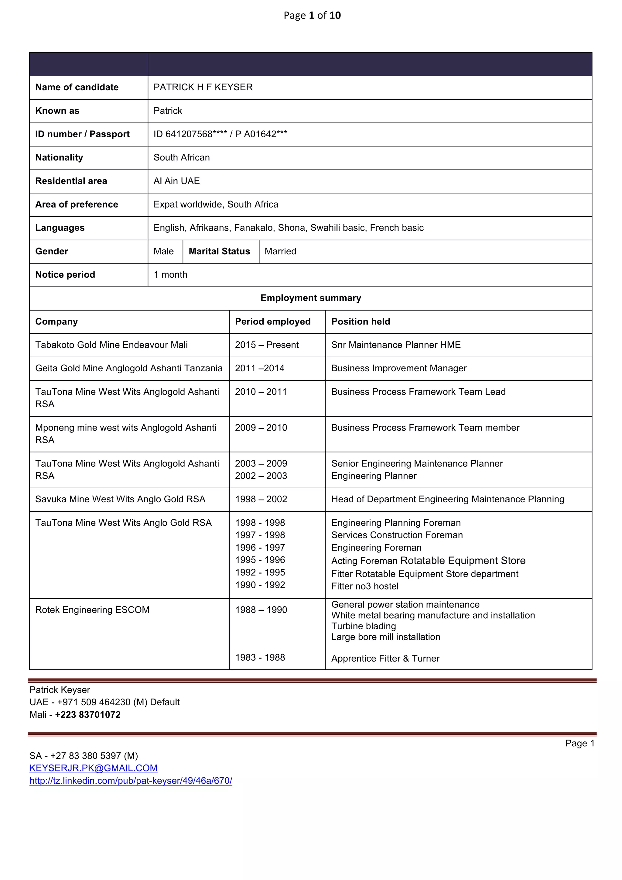 Detail cv patrick keyser 2016 | PDF