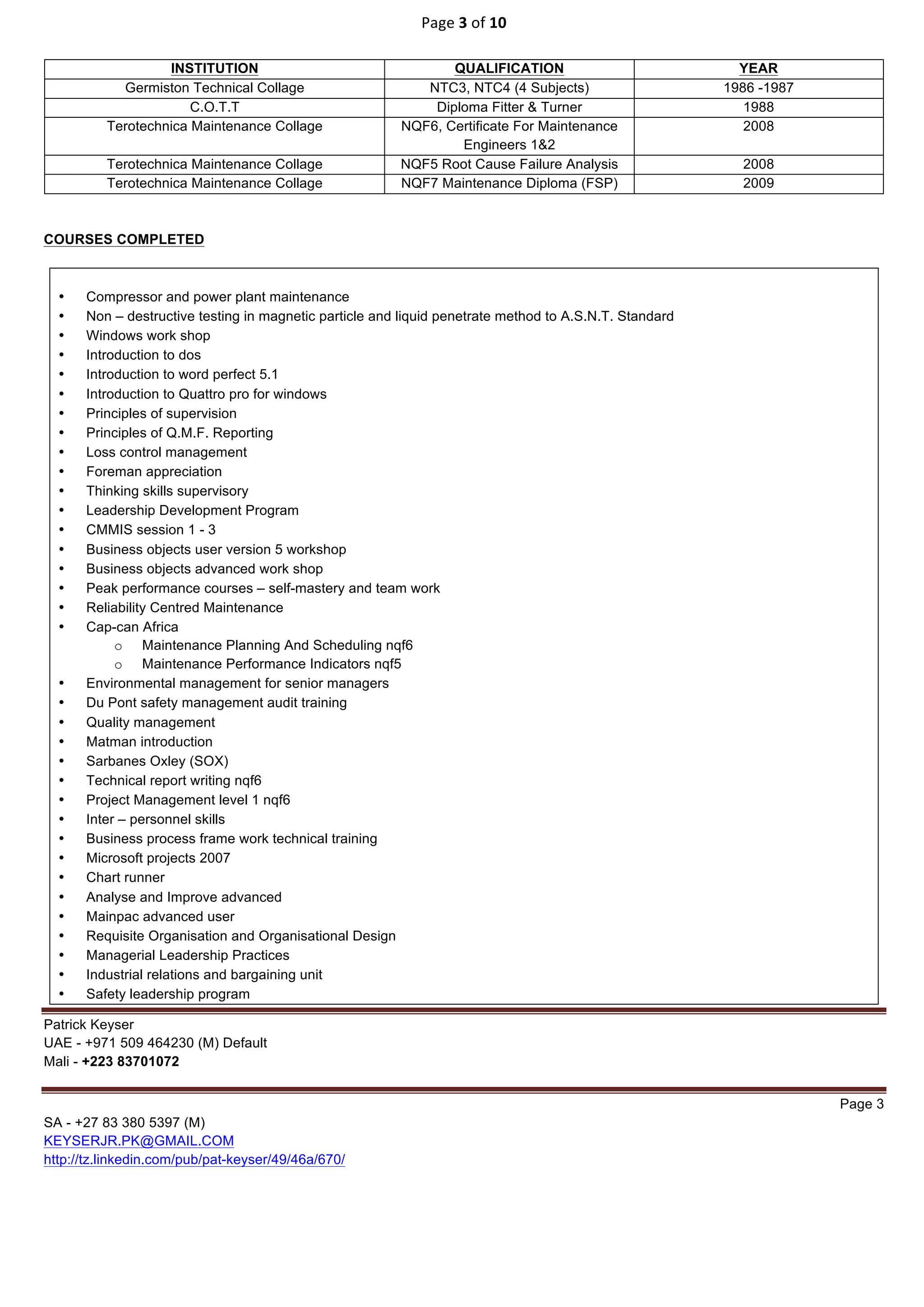Detail cv patrick keyser 2016 | PDF
