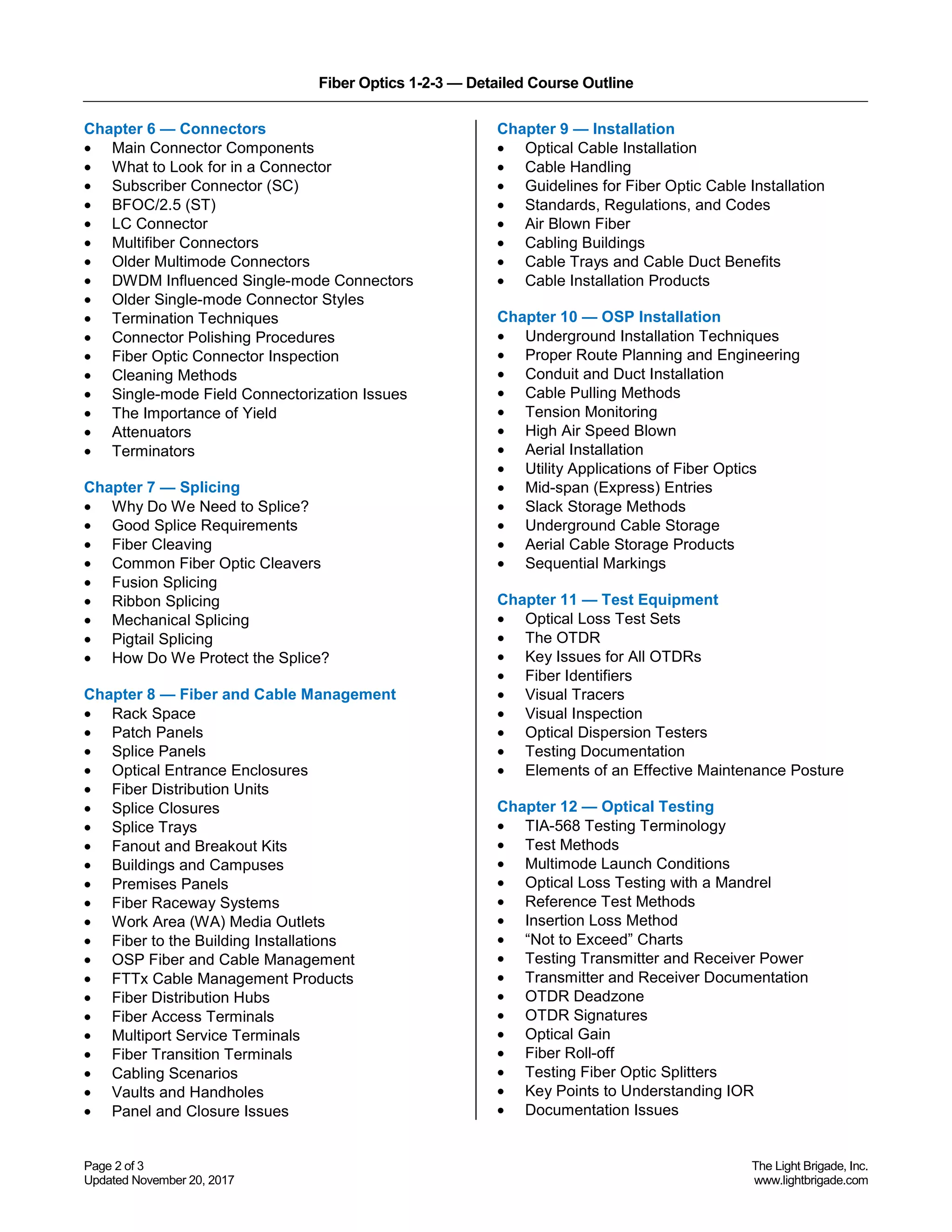 Detailed course-outline-fiber-optics-1-2-3 | PDF