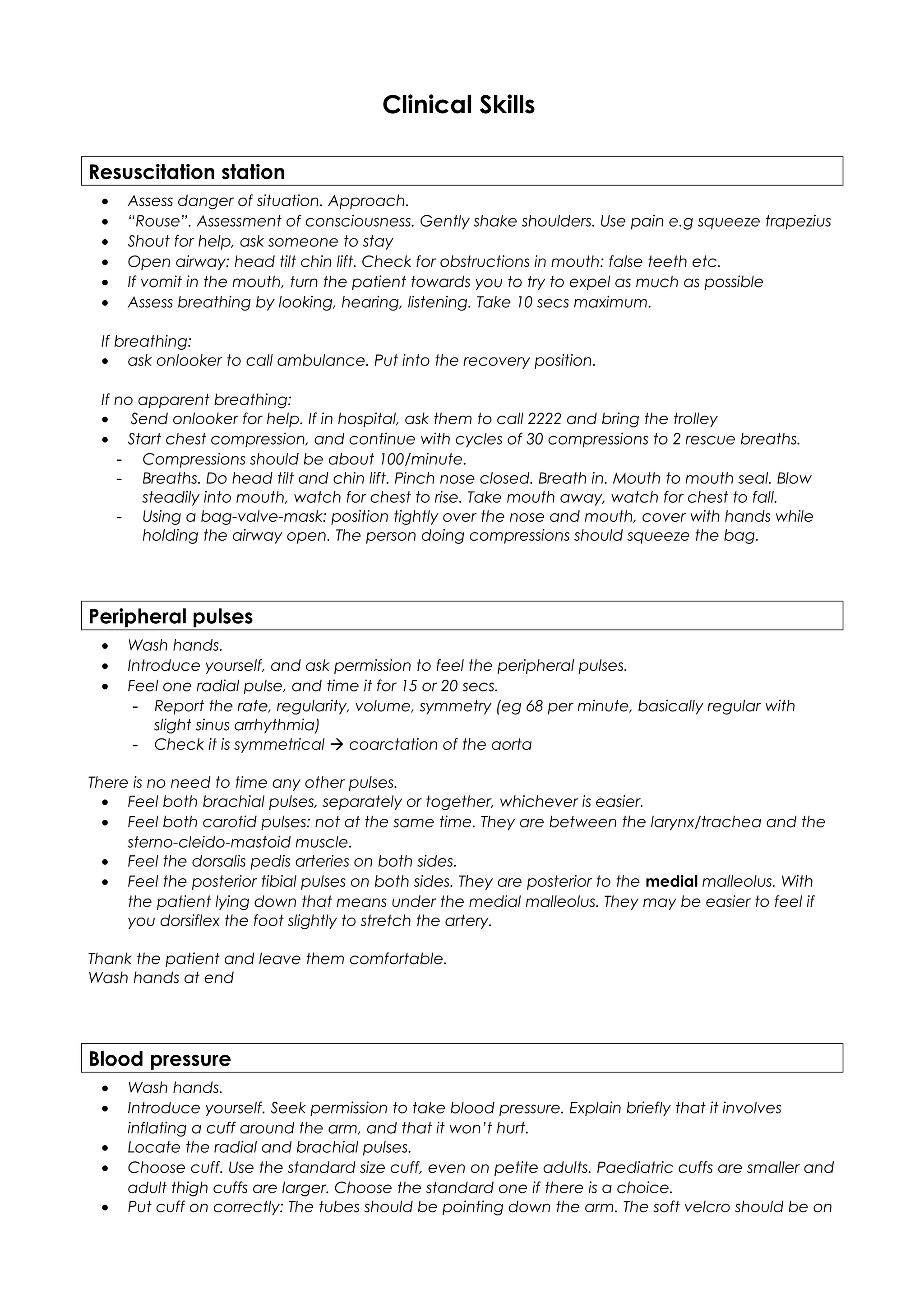 Detailed first and second year OSCE stations | DOC