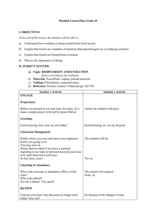 Detailed-Lesson-Plan.docx Biodiversity and Evolution | DOCX