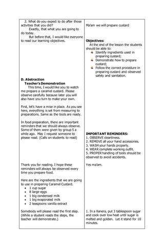 DETAILED LESSON PLAN IN COOKERY 9 | DOCX