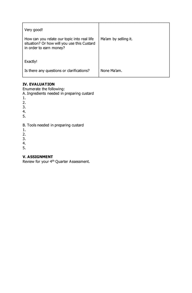 DETAILED LESSON PLAN IN COOKERY 9 | DOCX