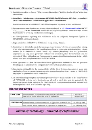 PGCIL recruitment through GATE 2015 | PDF