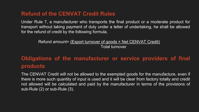 Detailed analysis of the CENVAT credit rules, 2017 | PPTX
