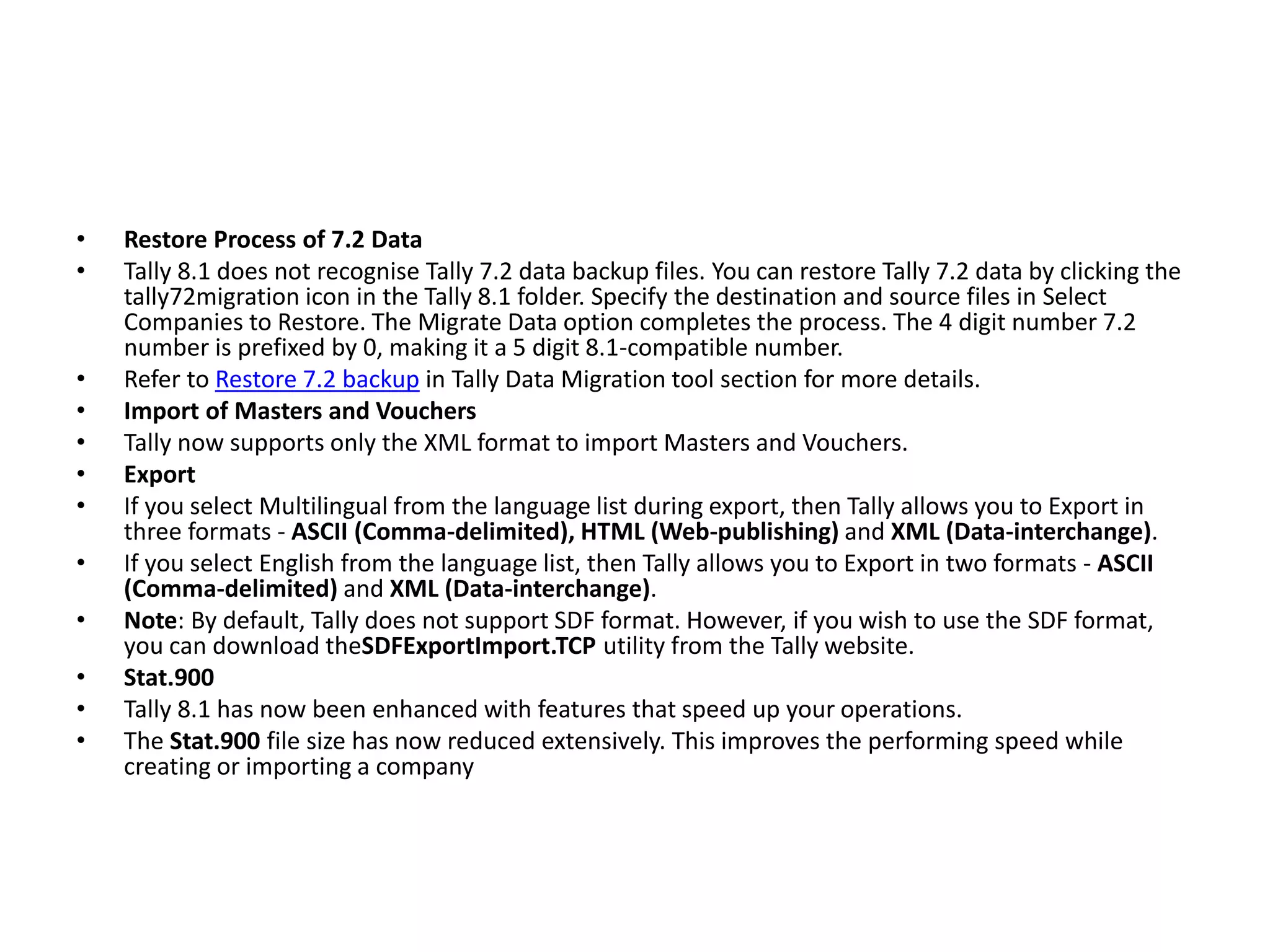 Detailed comparison between various version of tally | PPTX