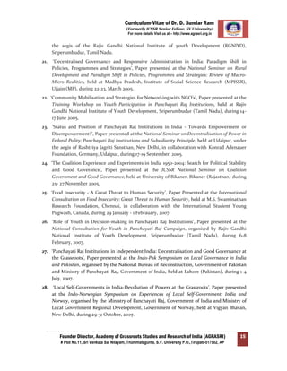 Detailed curriculum vitae of dr. d. sundar ram, director of agrasri ...