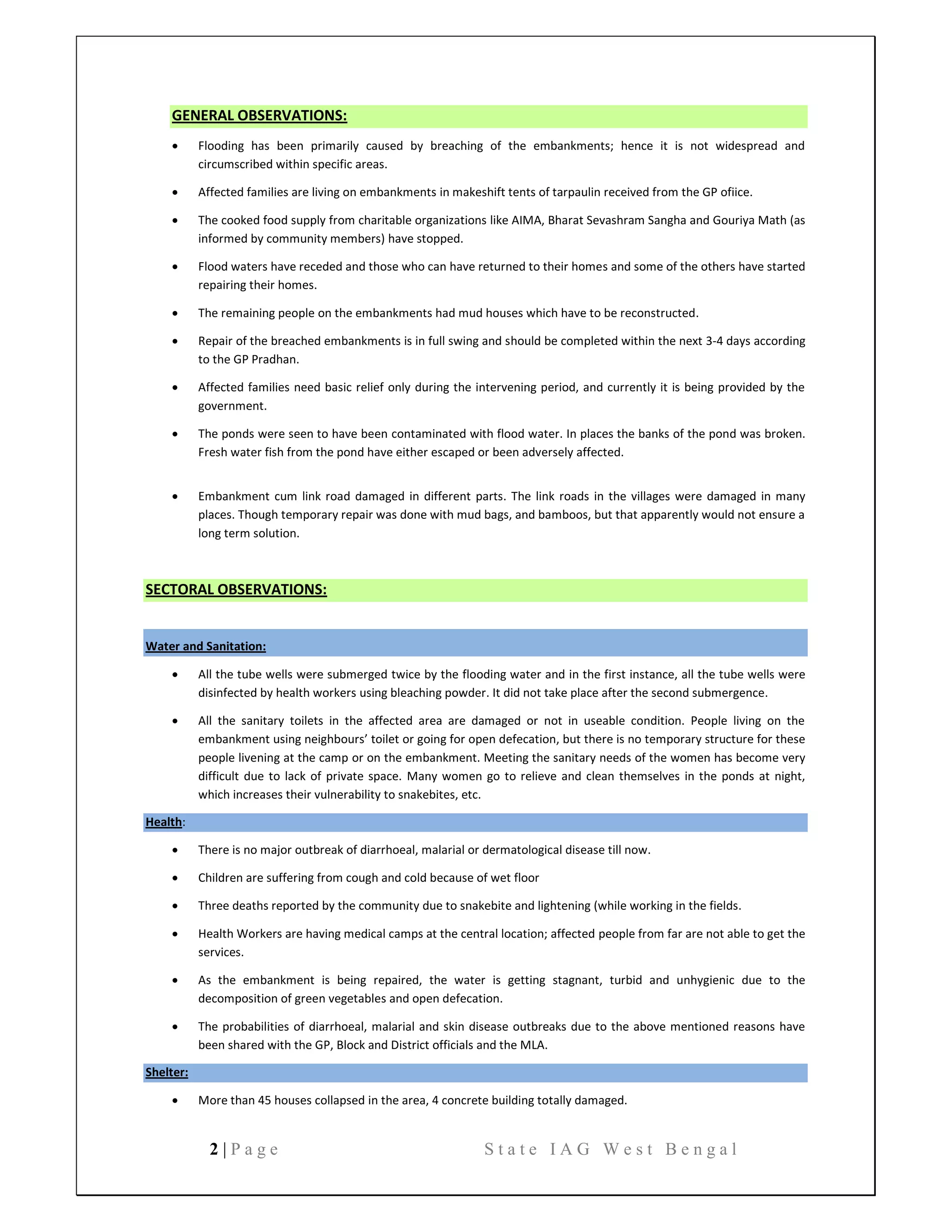 Detailed Damage Assessment Report West Bengal 2011 | PDF