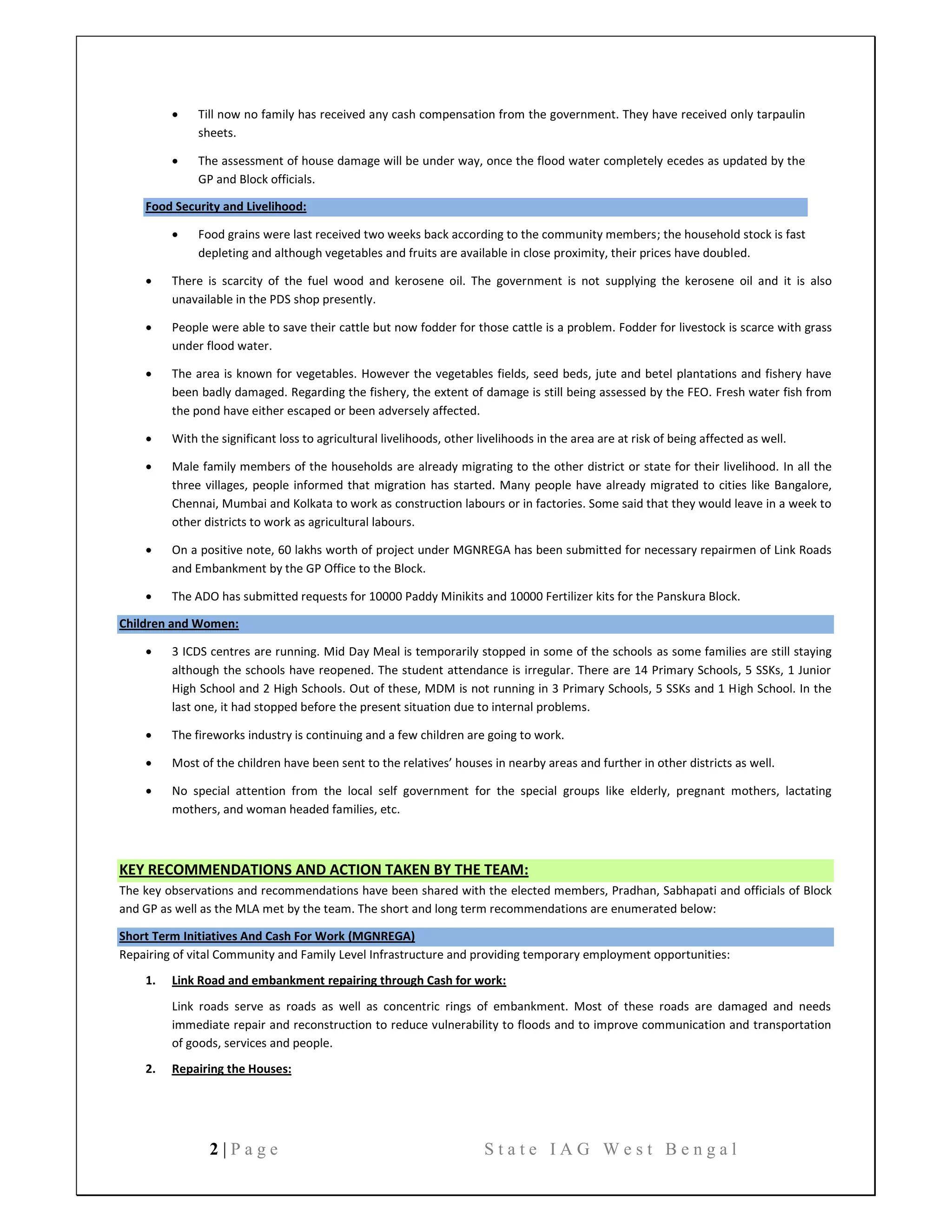 Detailed Damage Assessment Report West Bengal 2011 | PDF