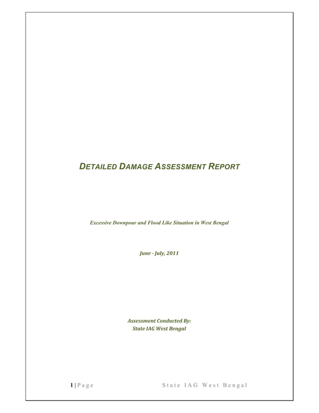 Detailed Damage Assessment Report West Bengal 2011 | PDF