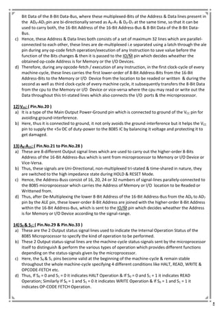 Detailed Explanation of Pin Description of 8085 microprocessor | PDF