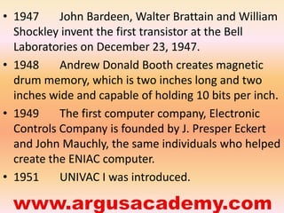 Detailed facts on computer development | PPT | Free Download