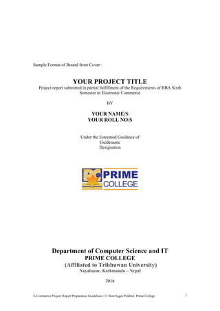 Detailed format for E-commerce project report |BBA | PDF