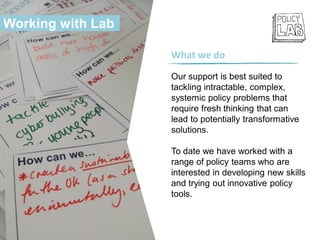Detailed guide to working with and commissioning Policy Lab | PPT ...