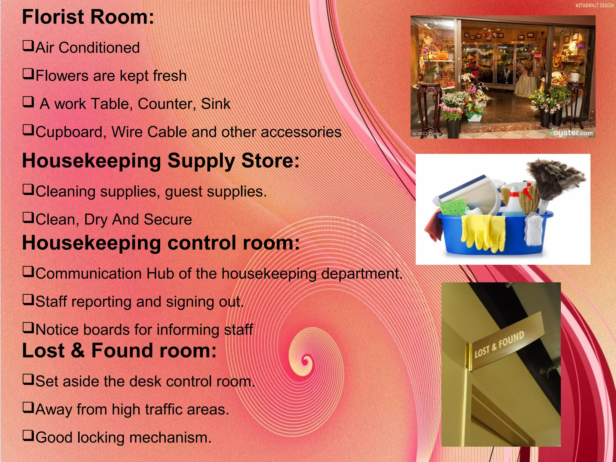 Detailed layout of housekeeping department | PPT
