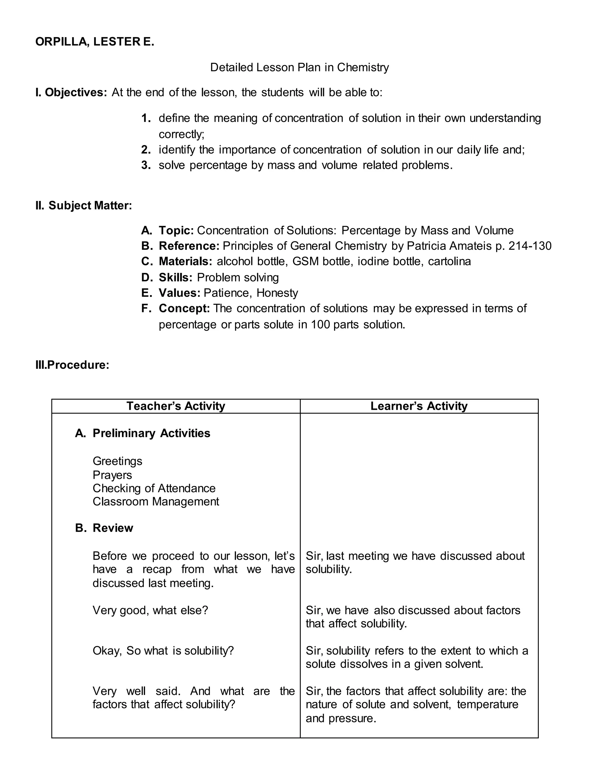 Detailed Lesson Plan in Chemistry | DOCX