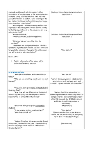 Lesson plan on Nervous system 10 | DOCX