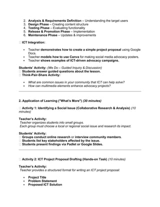 DETAILED LESSON PLAN on ict to promote social change | DOCX
