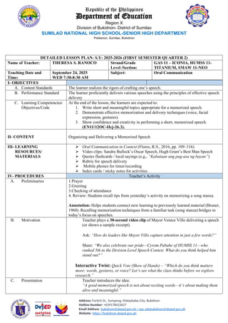 Detailed Lesson Plan -COT 1.docx for SHS | DOCX