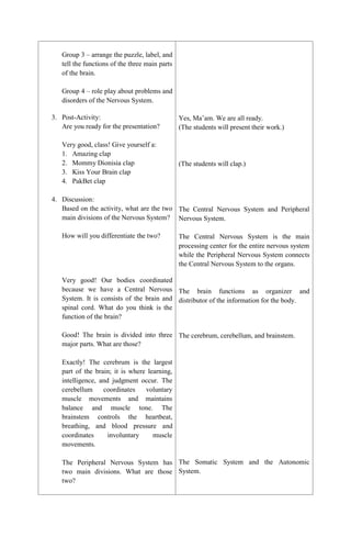 Detailed Lesson Plan: The Nervous System | PDF