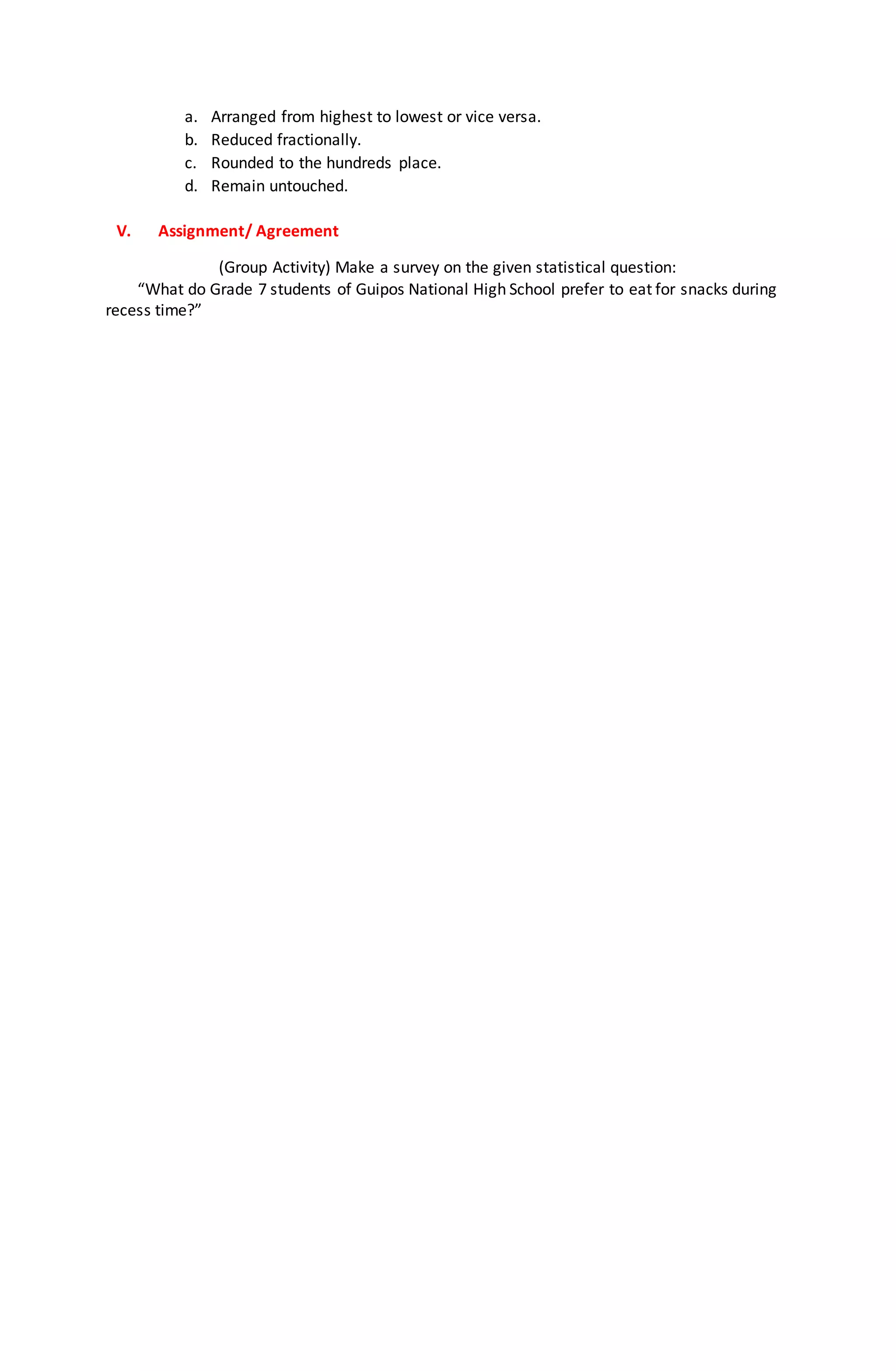 Lesson plan about statistics math 7 | DOCX