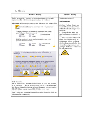 Detailed lesson plan fire hazard 4th | DOCX