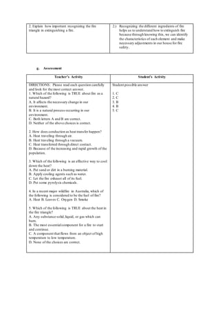 Detailed lesson plan fire hazard 4th | DOCX