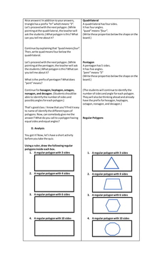Detailed Lesson Plan for Mathematics 5 (Identifying Polygons) | DOCX