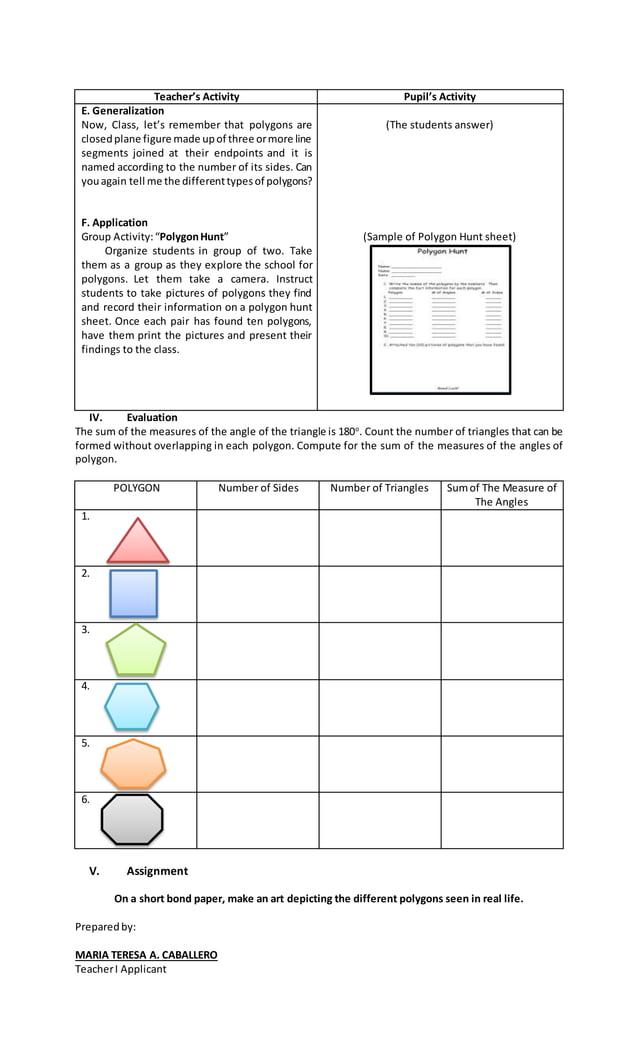 Detailed Lesson Plan for Mathematics 5 (Identifying Polygons) | DOCX