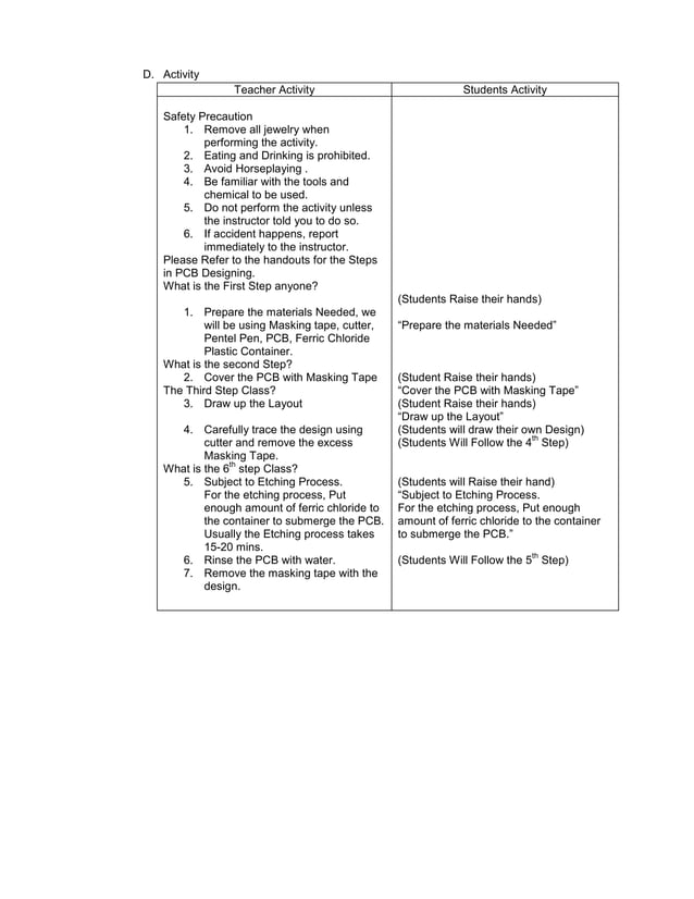 Sample Detailed Lesson Plan in Digital Electronics - PCB Designing | DOCX