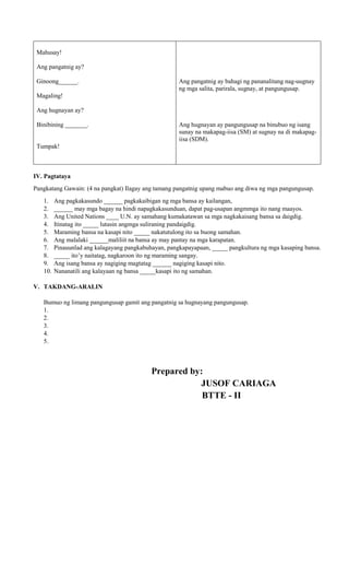 Detailed lesson plan in filipino | PDF