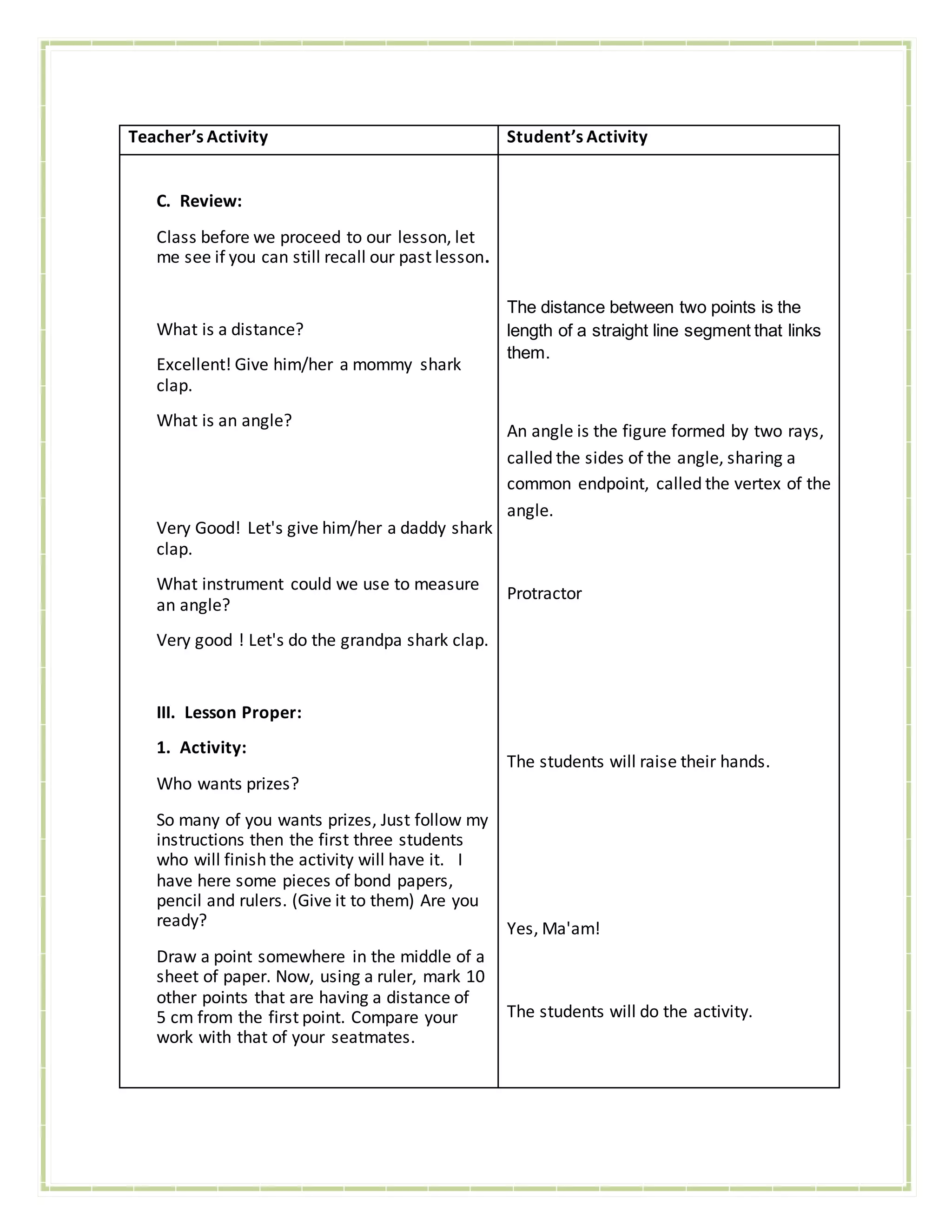 Detailed lesson plan in mathematics 7 (circles) | DOCX