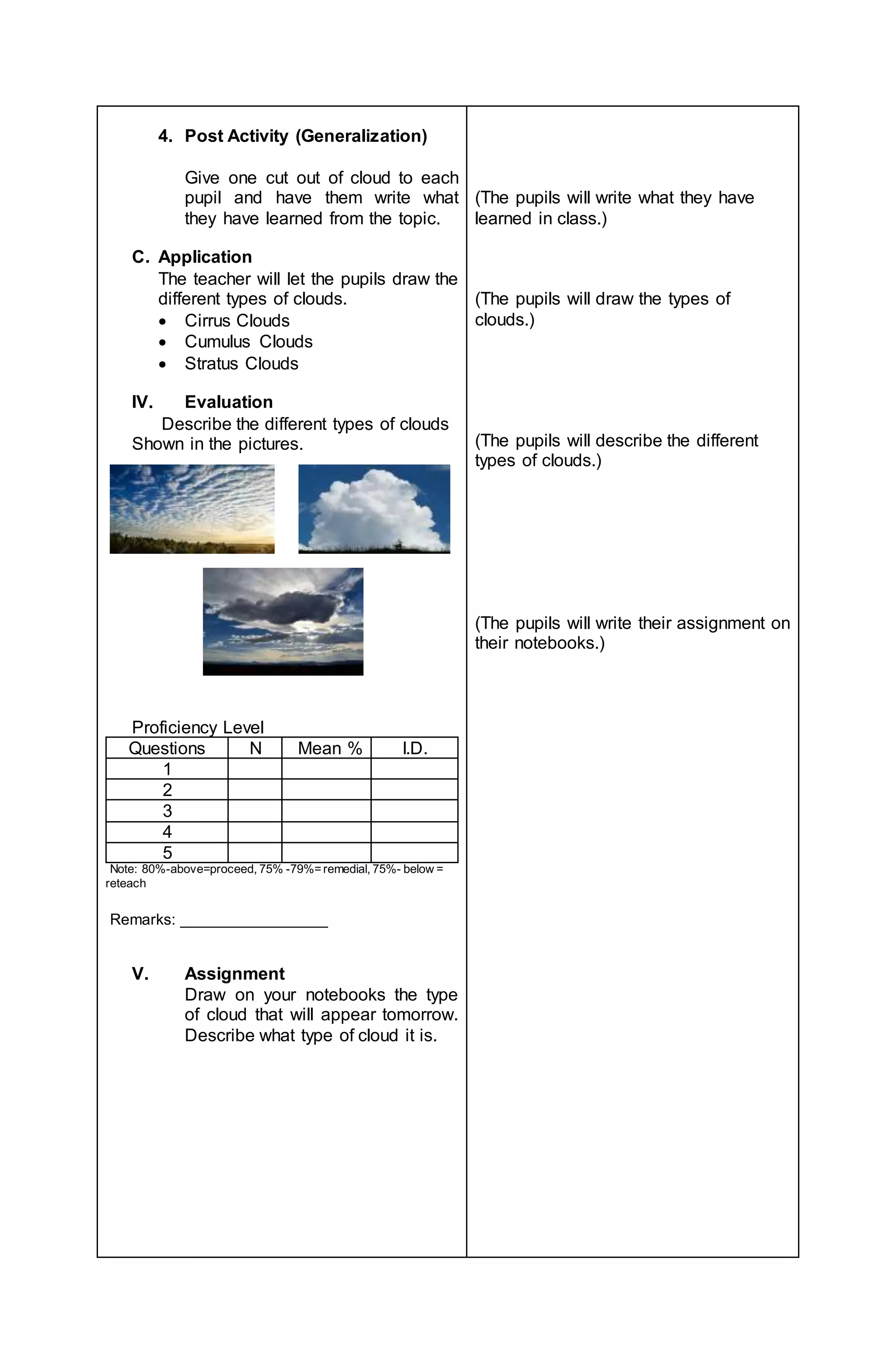 Detailed lesson plan in Science III Basic Types of Clouds | DOCX