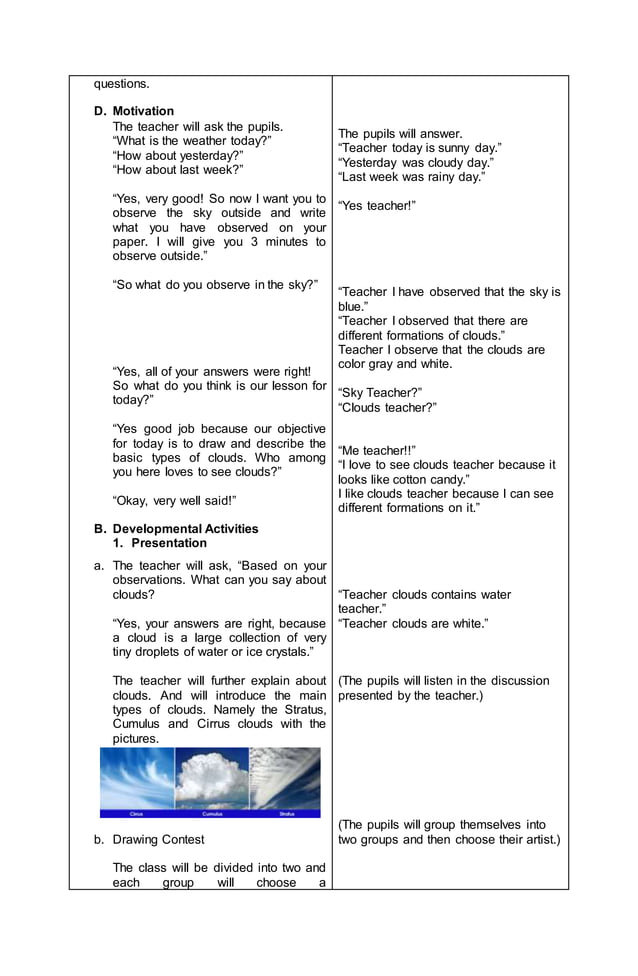 Detailed lesson plan in Science III Basic Types of Clouds | DOCX