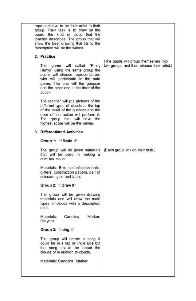 Detailed lesson plan in Science III Basic Types of Clouds | DOCX