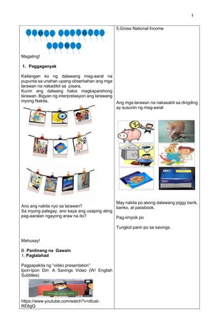 Detailed lesson plan ugnayan ng kita, pagkonsumo at pag iimpok | PDF