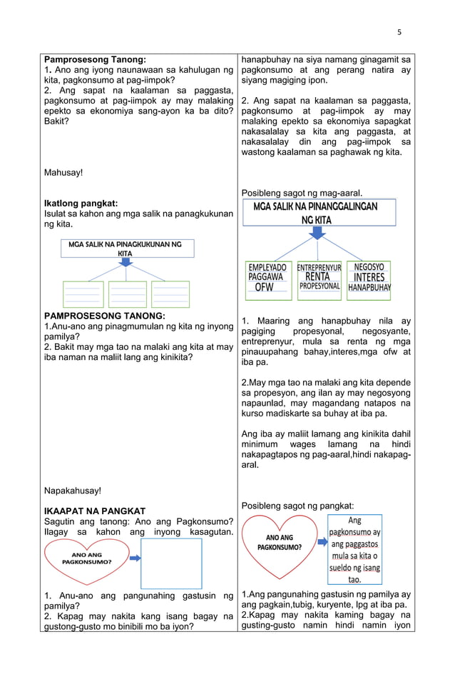 Detailed lesson plan ugnayan ng kita, pagkonsumo at pag iimpok | PDF