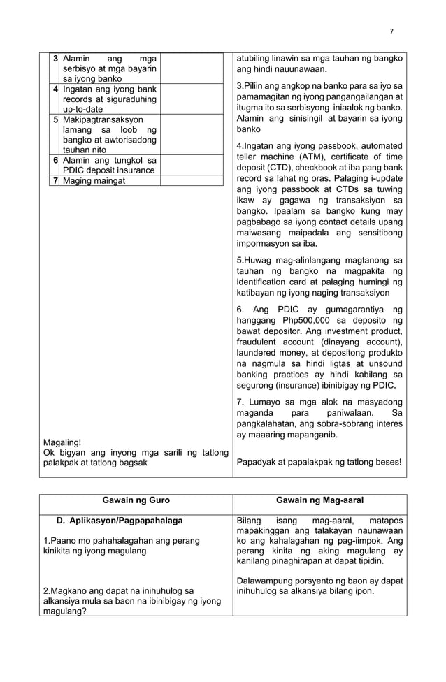 Detailed lesson plan ugnayan ng kita, pagkonsumo at pag iimpok | PDF