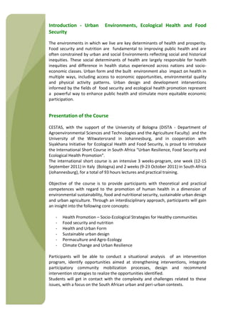 Urban Resilience, Food Security and Ecological Health Promotion | PDF
