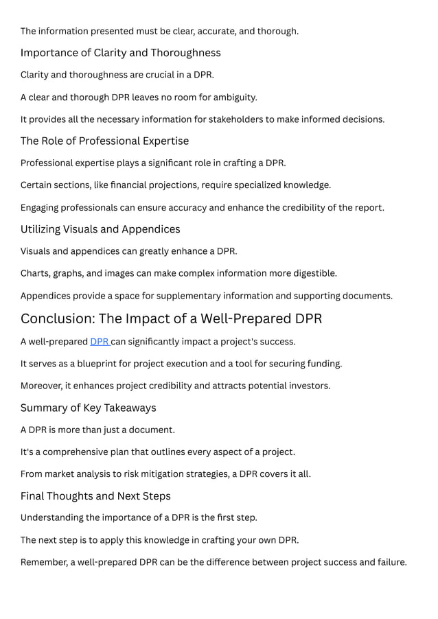 Detailed Project Report Meaning and its contents(DPR) A Comprehensive ...